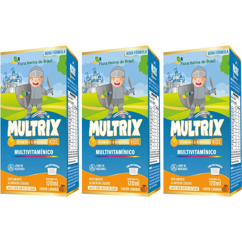 Kit 3X Multrix (Xarope Infantil Com Vitaminas De A A Z) 120Ml - Flora ...