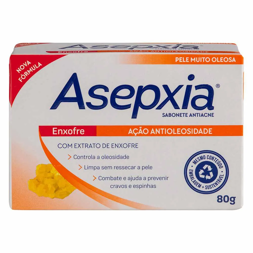 Asepxia Sabonete em Barra Enxofre Ação Anti Oleosidade 80G | Drogasil ...