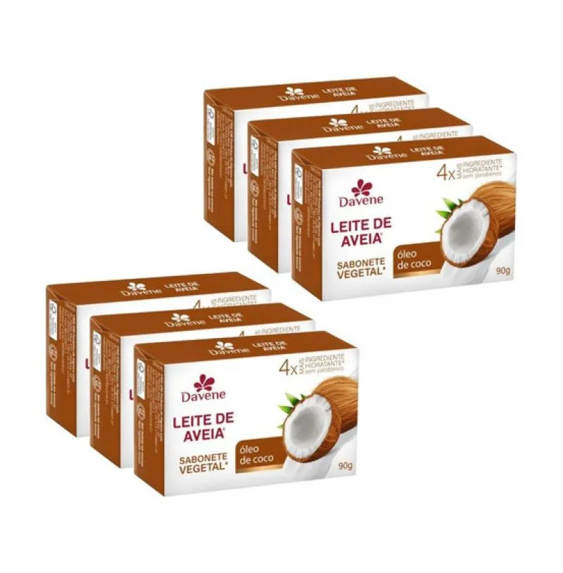 Kit C/6 Sabonetes Davene Leite de Aveia Coco 90G 1381705 | Drogasil