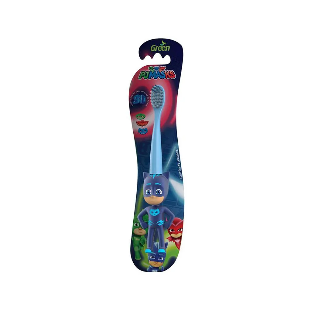 Escova Dental Infantil Azul Macia Até 6 Anos Pj Masks 3D Green ...