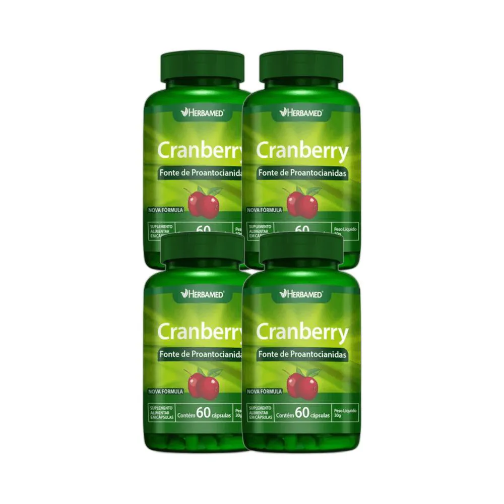 Kit 4X Vitamina Cranberry 60 Cps - Herbamed 1421952 | Drogasil