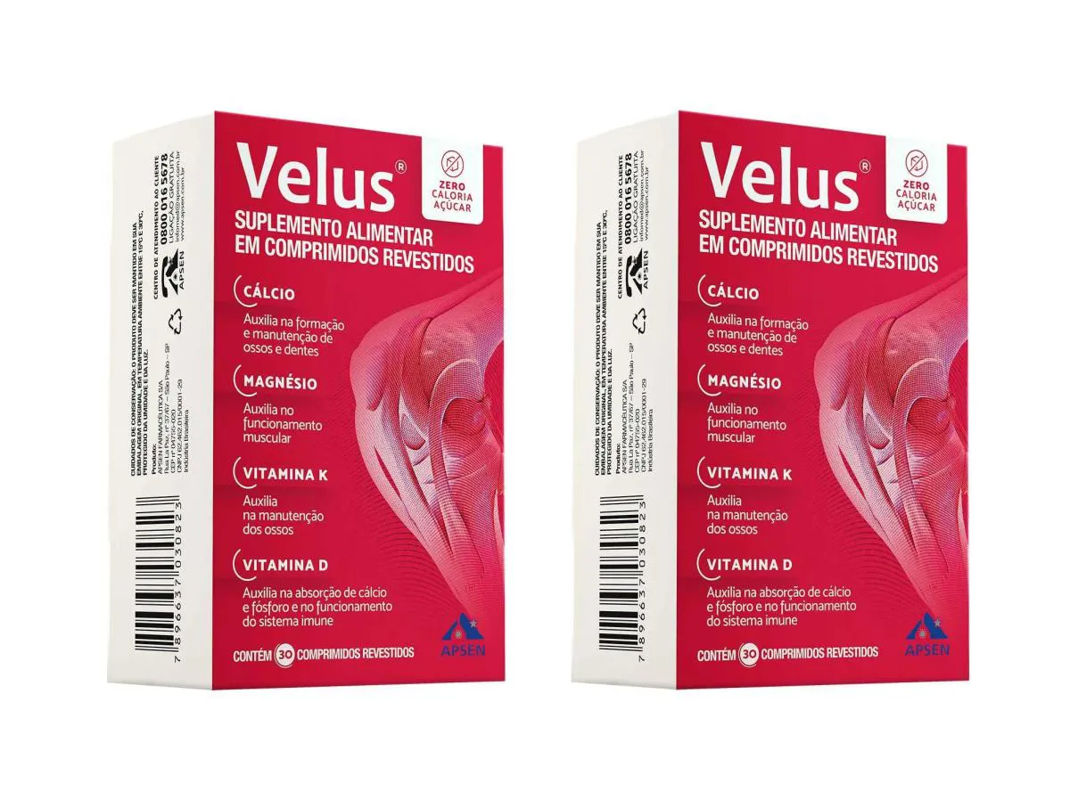 Kit 2 Suplemento Apsen Velus Cálcio Magnésio Vitamina K 30Cp | Drogasil ...
