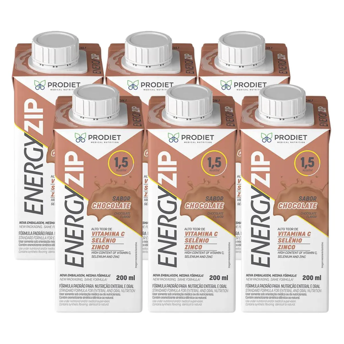 6X Energyzip Prodiet Chocolate 200Ml 1435830 | Drogasil