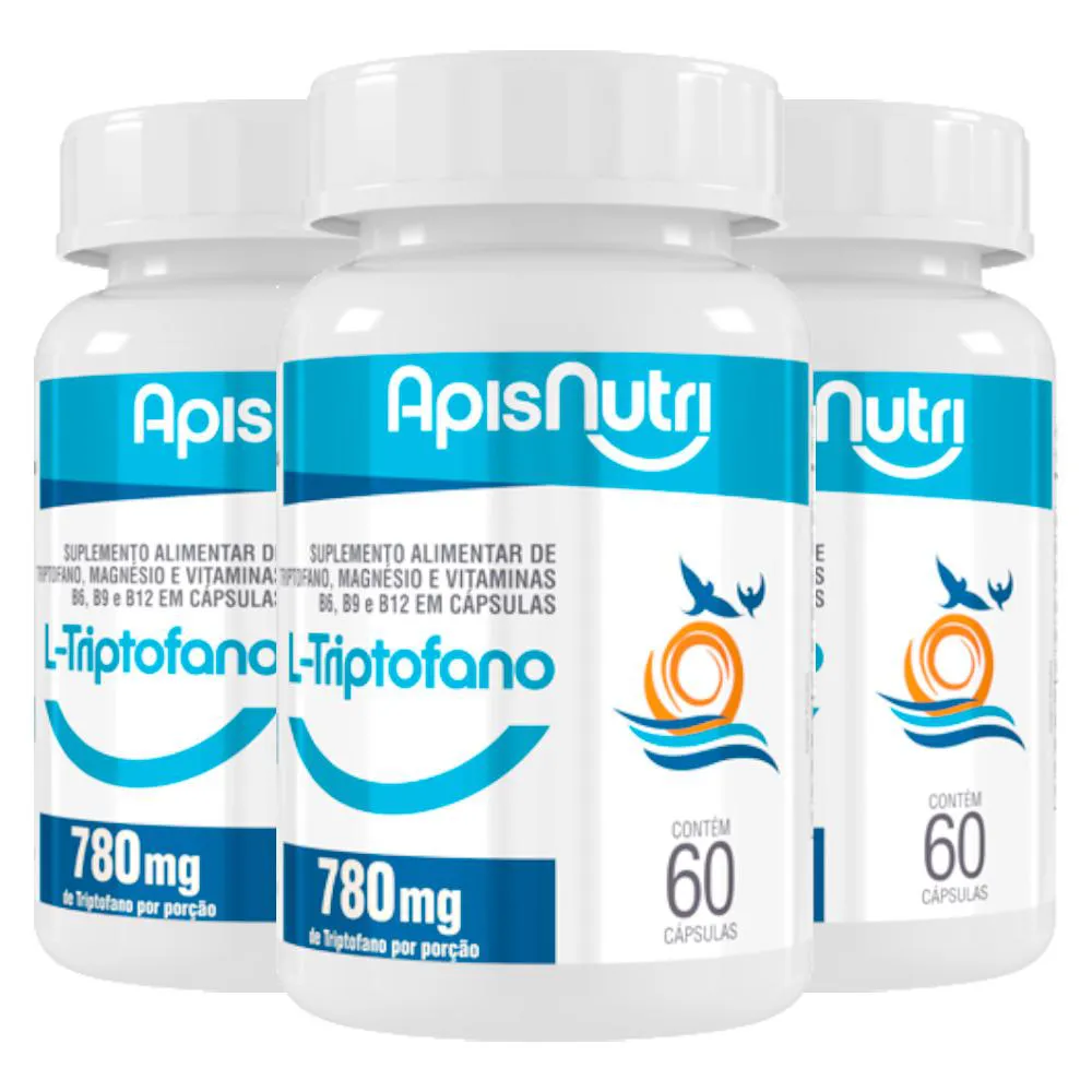 Kit 3 L-Triptofano Apisnutri 780Mg 60 Capsulas 1439570 | Drogasil