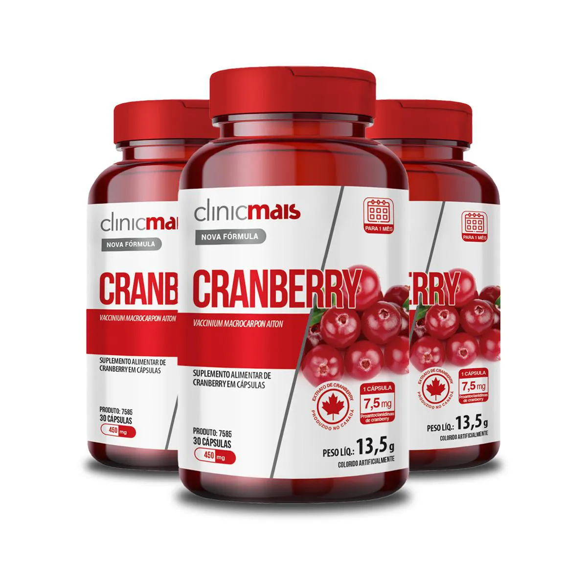 Kit 3 Cranberry Clinicmais 30 Capsulas 450Mg 1440899 | Drogasil