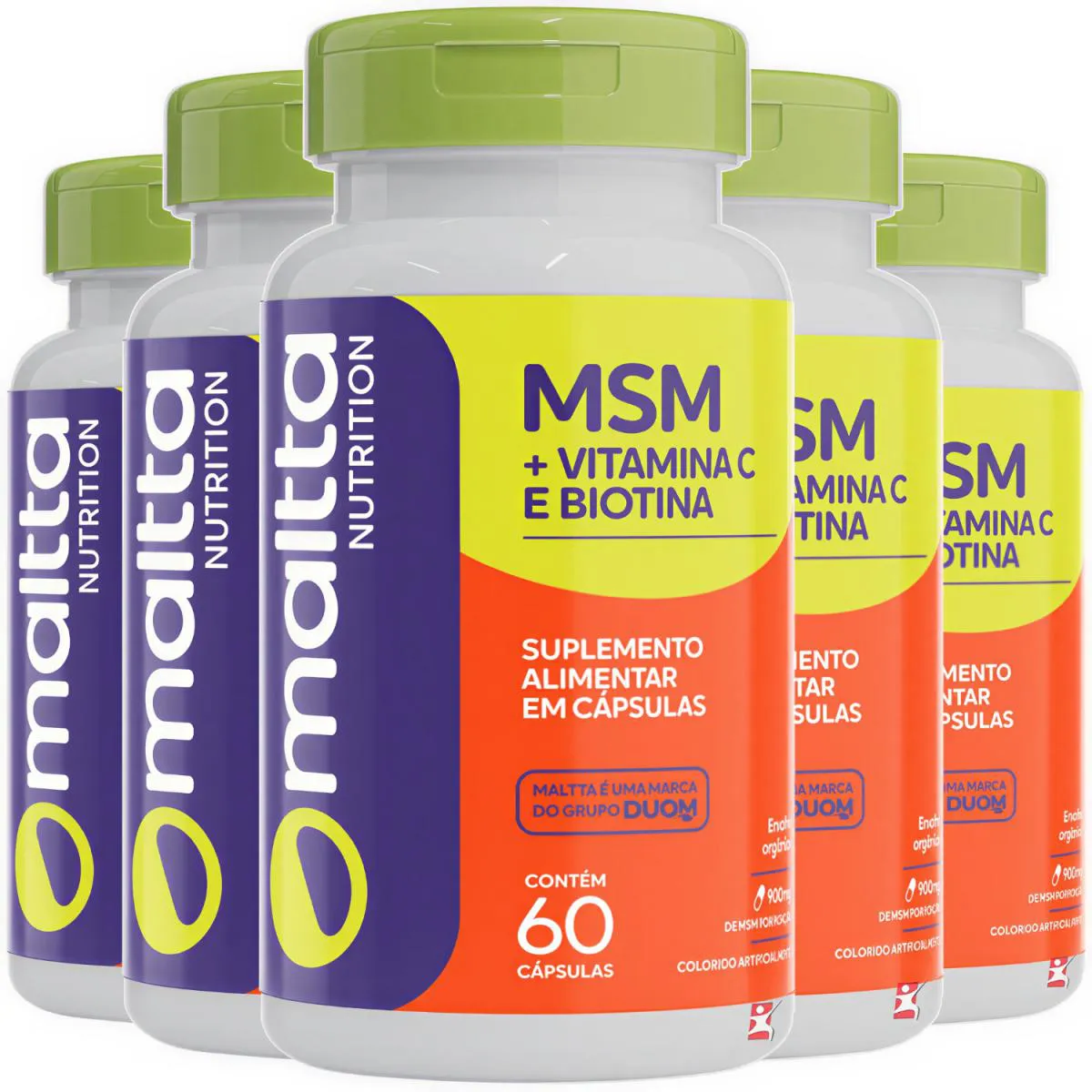 Kit 5 Msm Enxofre Organico Concentrado + Vitamina C + Biotina Total 300 ...