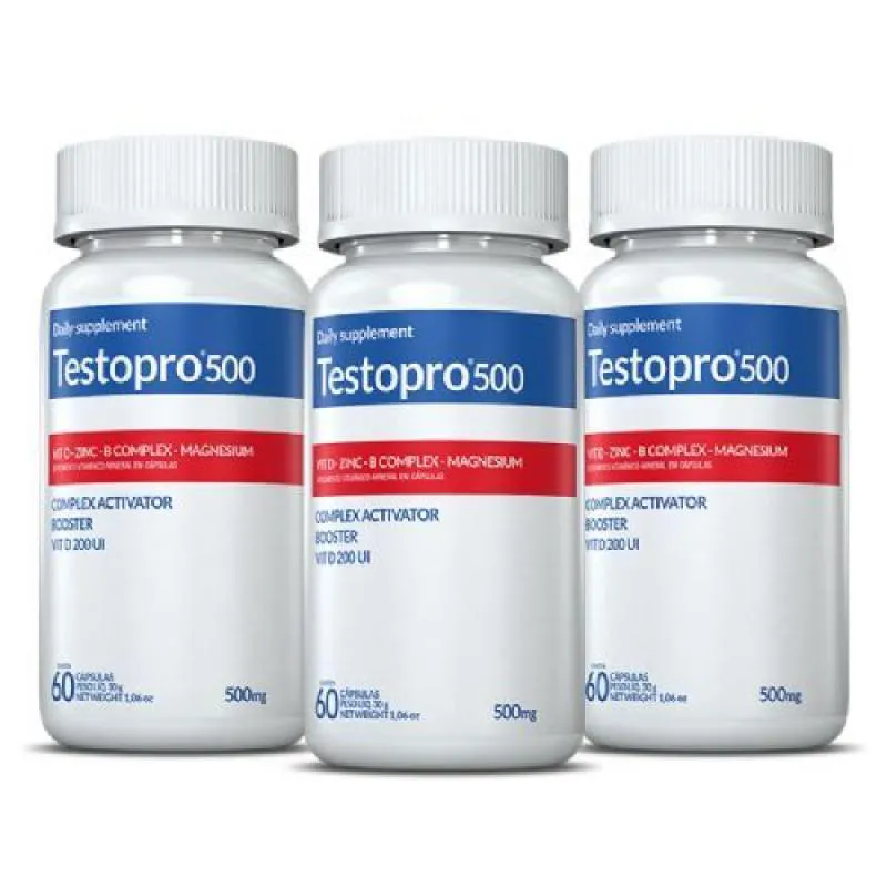 Kit Virilidade + Massa Muscular - 3X Testopro 500 - 60 Capsulas - Inove ...