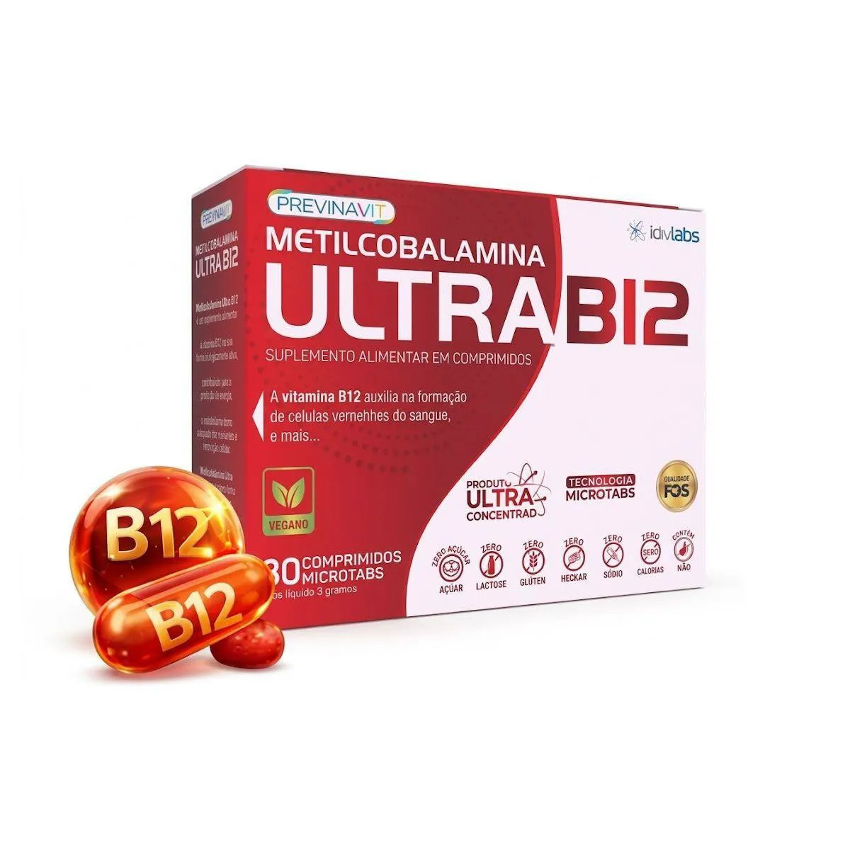 Ultra B12 Metilcobalamina - 30 Comprimidos Microtabs - Idn Labs 1475920 ...