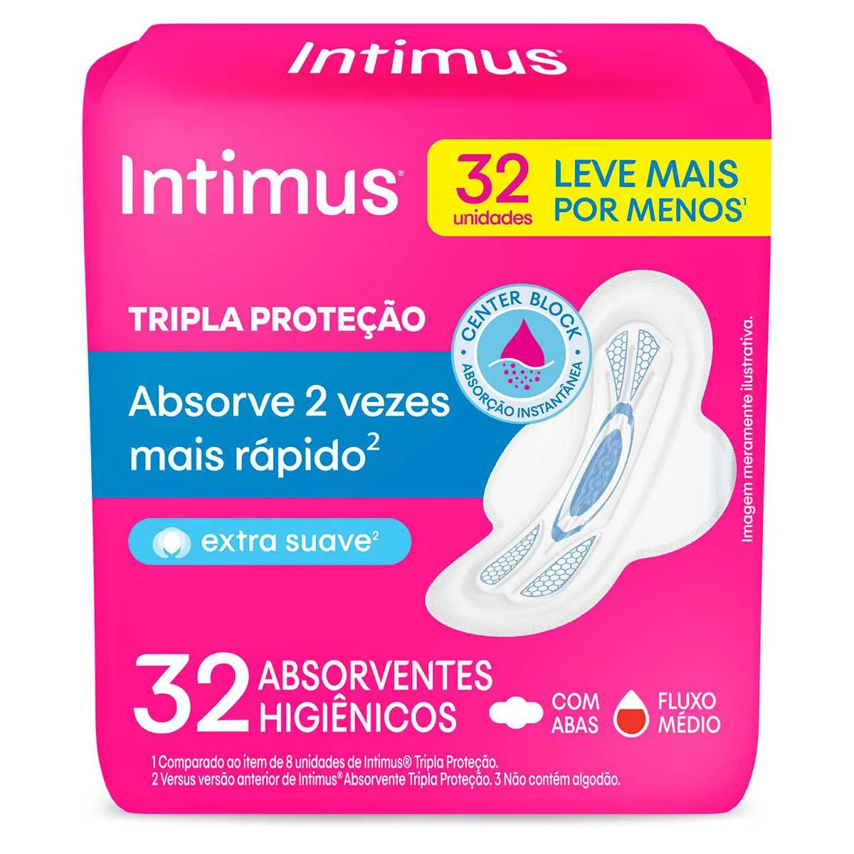 Absorvente Intimus Tripla Proteção Cobertura Suave Com Abas com 32 ...