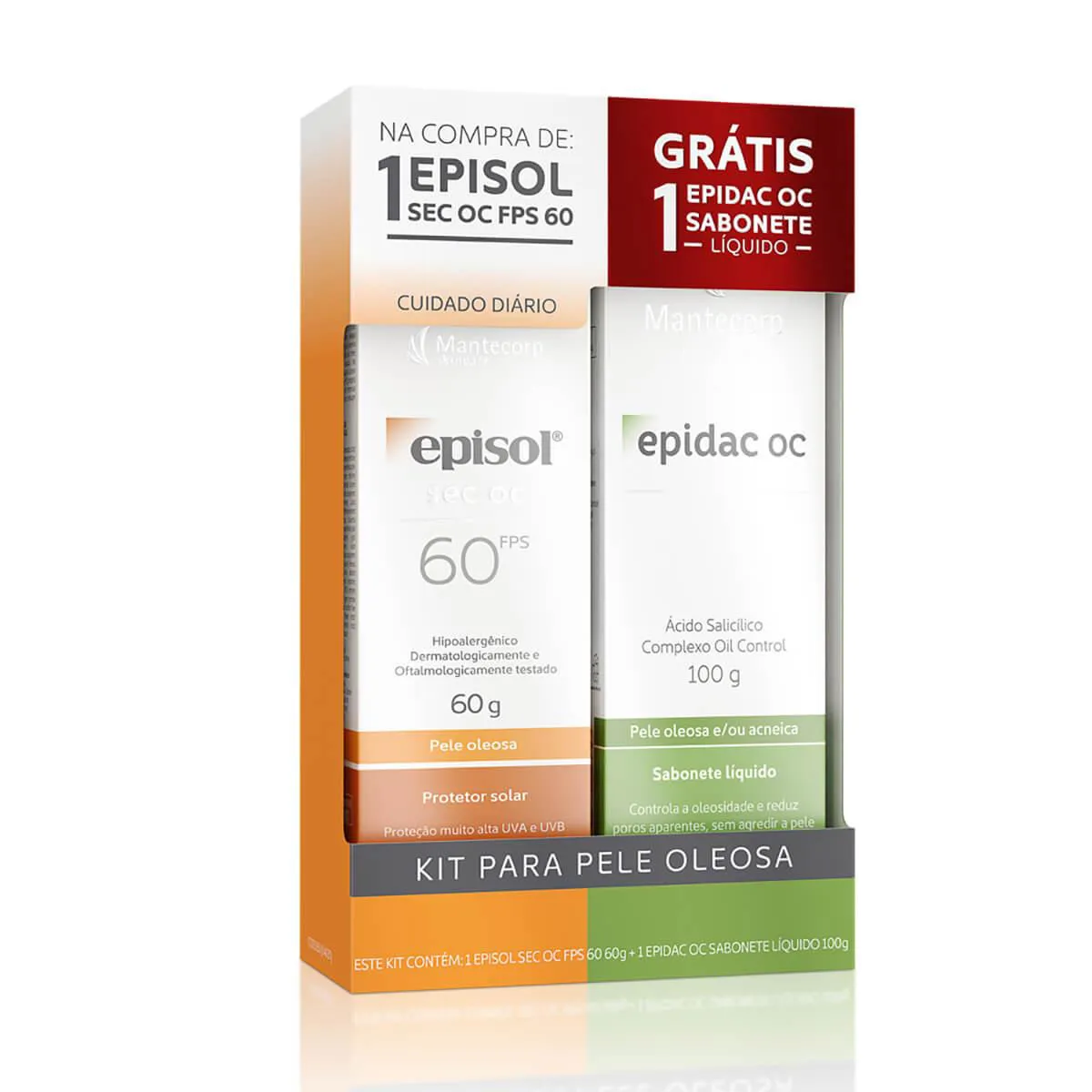 Kit Protetor Solar Episol com 1 Protetor Facial Sec OC FPS 30 com 60g ...