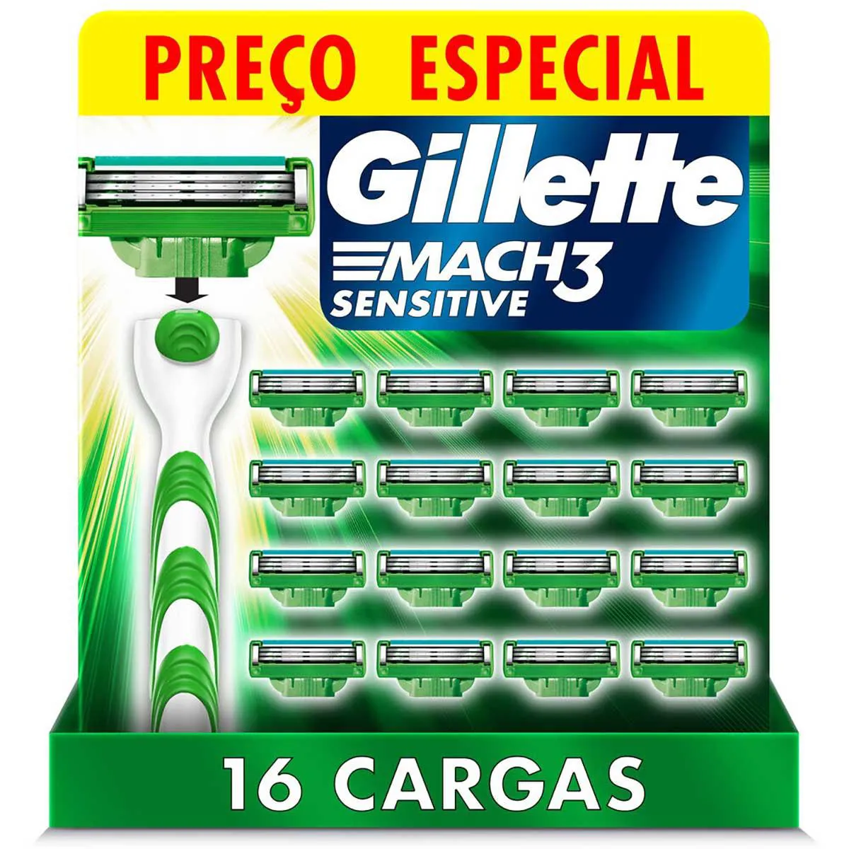 Carga para Gillette Mach3 Sensitive 16 unidades em oferta | Droga Raia