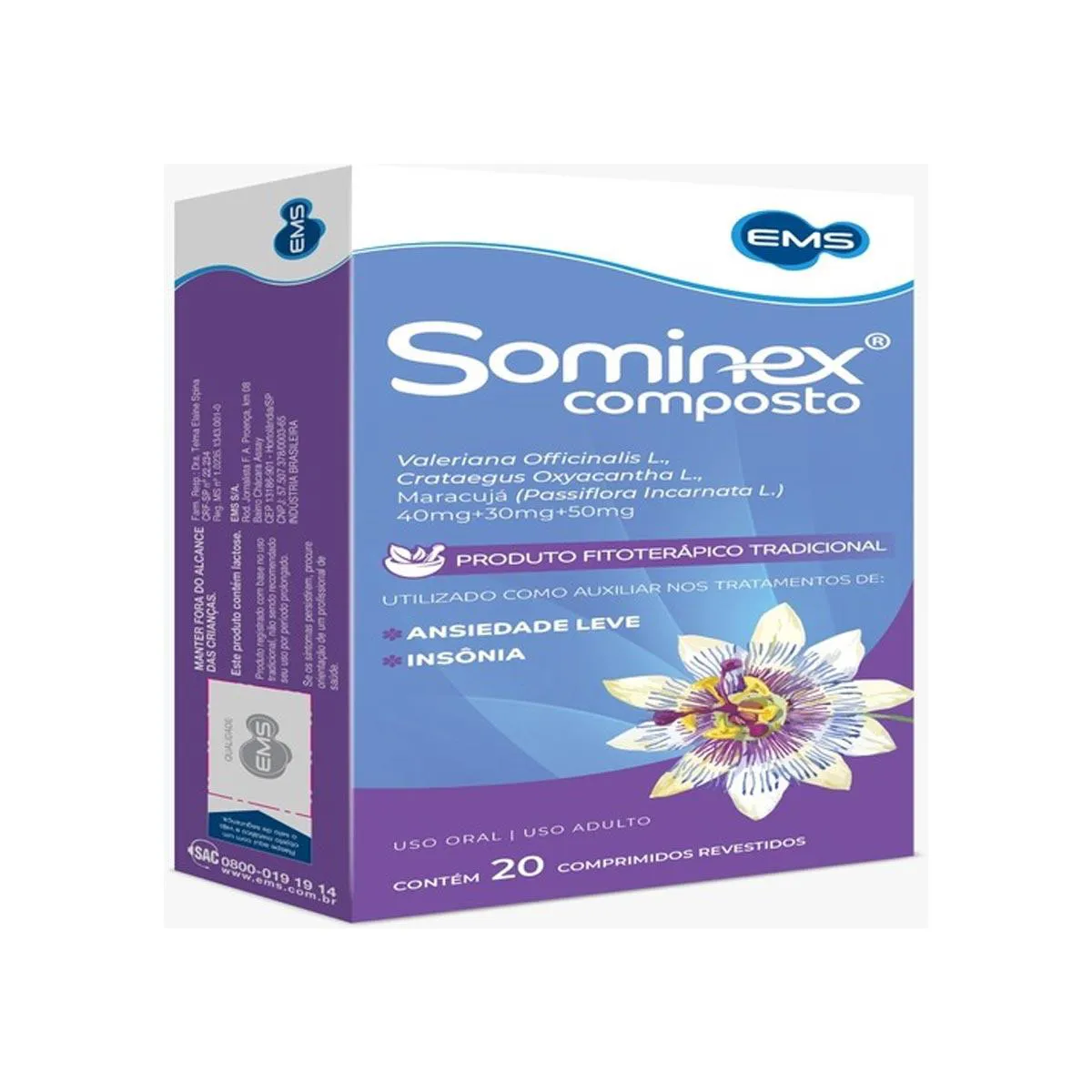 Sominex Composto 20 comprimidos: preço, bula e para que serve | Drogasil