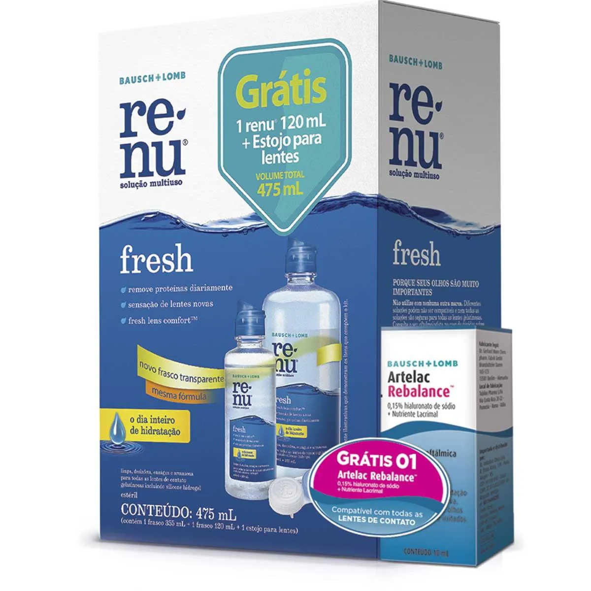 Kit para Limpeza de Lente de Contato Renu Advanced com 335ml + 120ml ...