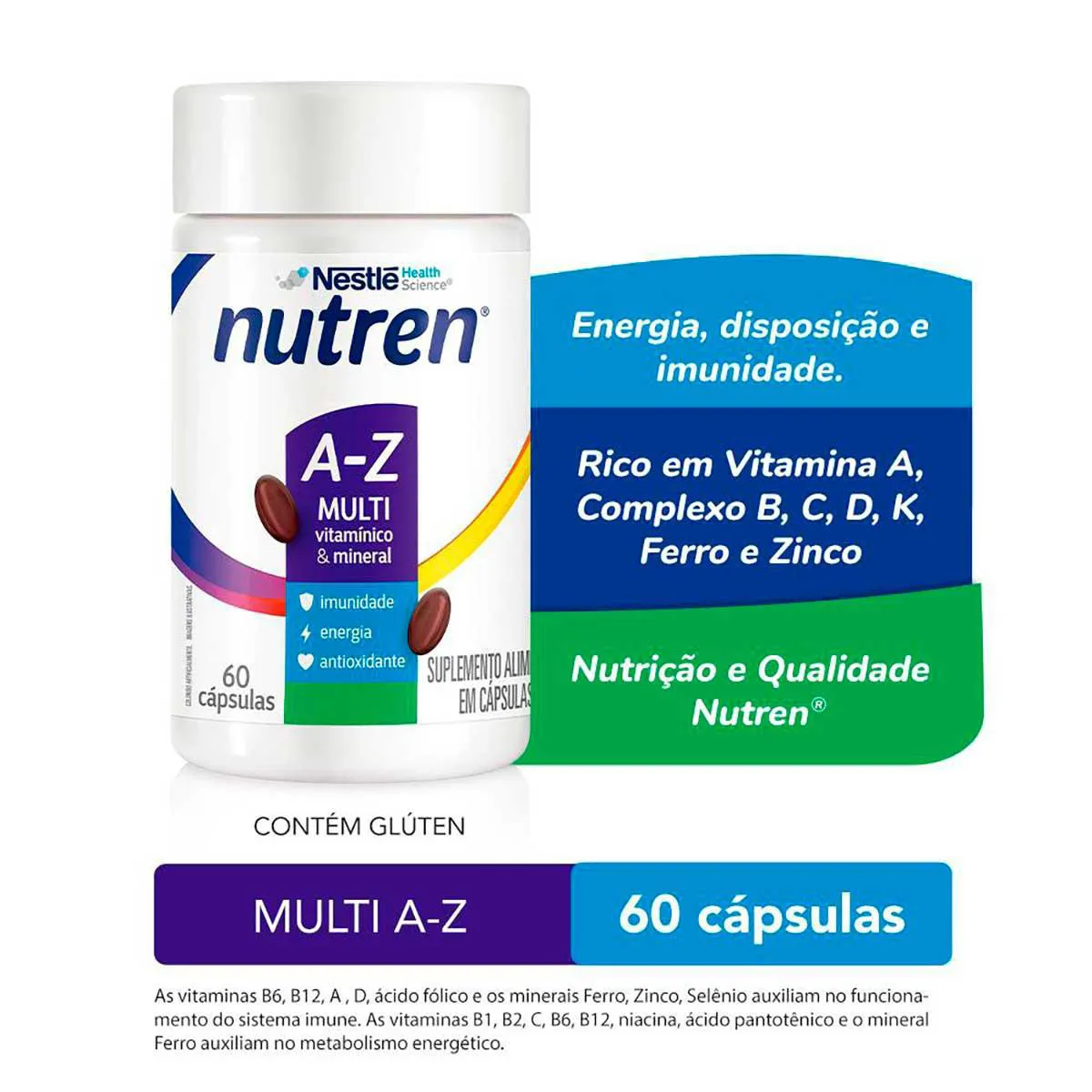 Nutren A-Z Multi Vitamínico e Mineral 60 cápsulas - Melhor preço | Drogasil