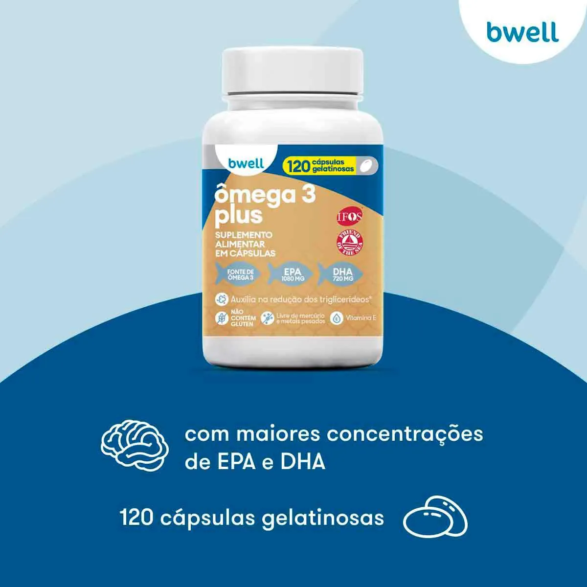 Suplemento Alimentar Ômega 3 Plus BWell 120 cápsulas - preço | Drogasil