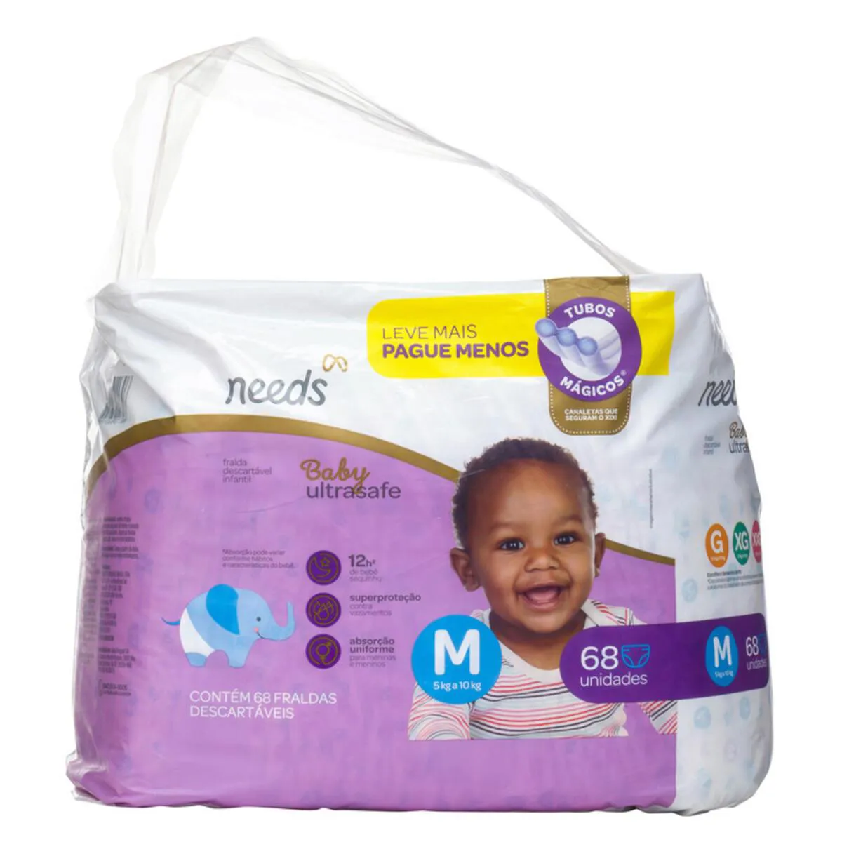Fralda Needs Baby Ultrasafe M 68 unidades em promoção | Drogasil