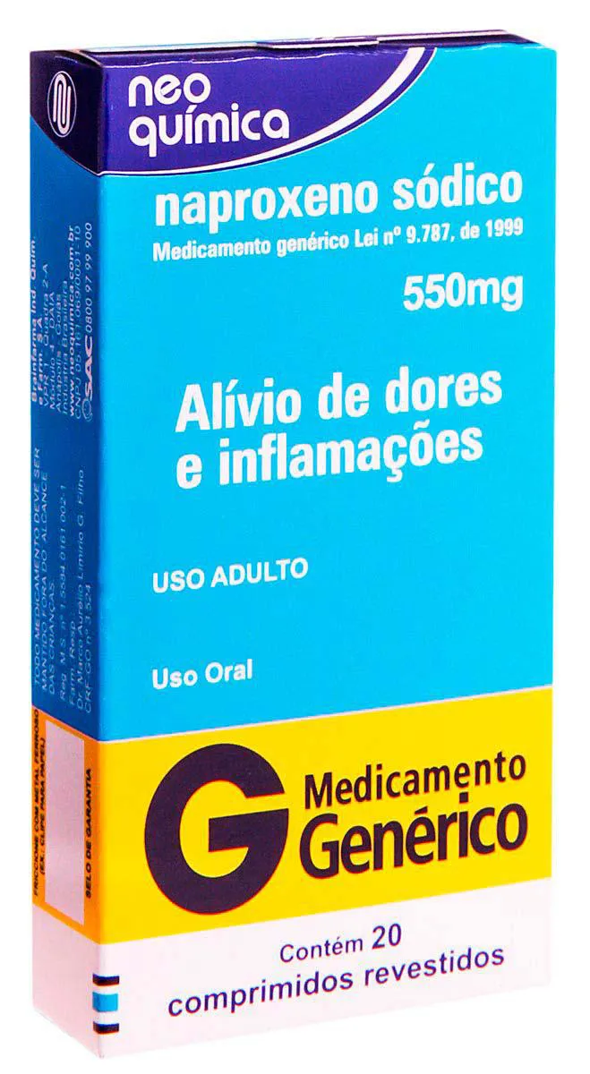 Naproxeno Sódico 550mg 10 comprimidos - Neo Química - Genérico | Droga Raia