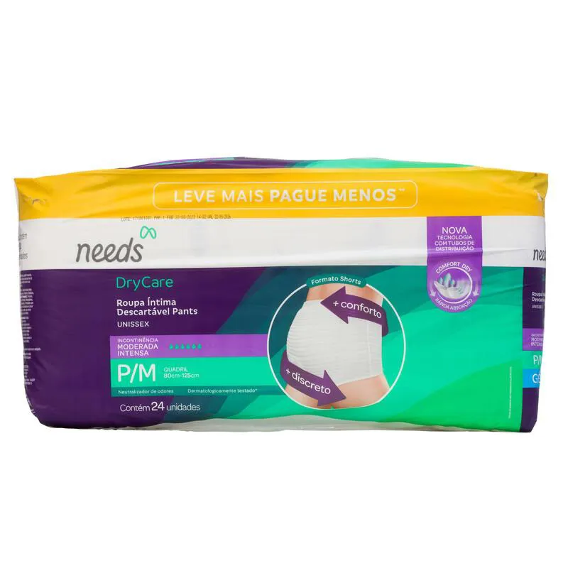 Roupa Íntima Descartável Needs Pants Drycare P/M c/ 24 - oferta | Drogasil