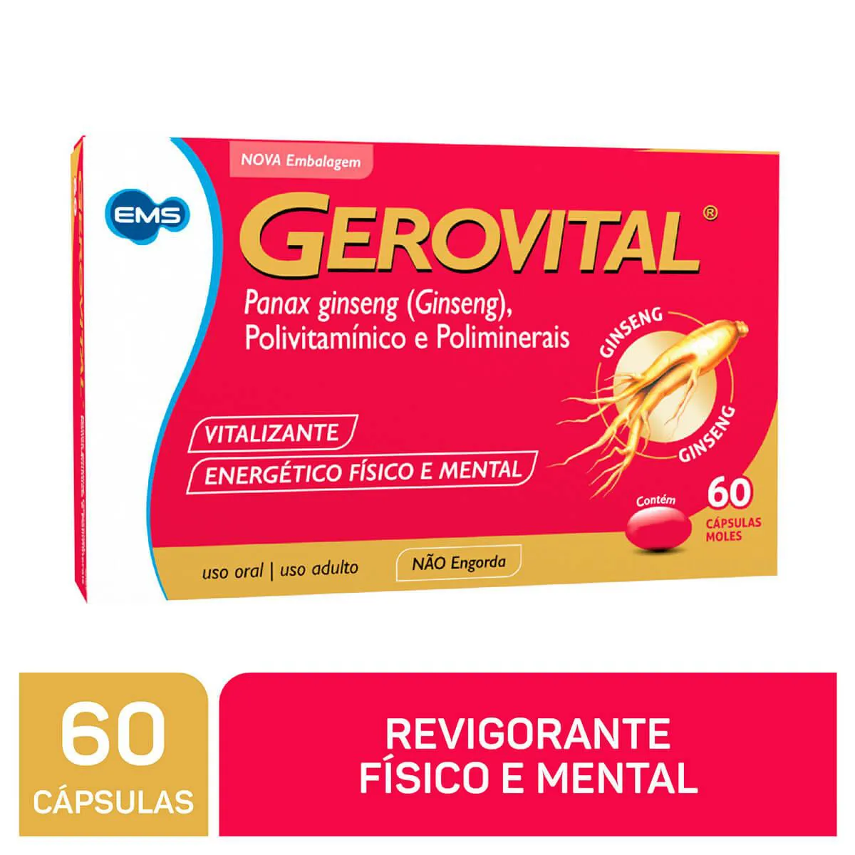 Suplemento Vitamínico Gerovital 60 cápsulas: menor preço | Drogasil