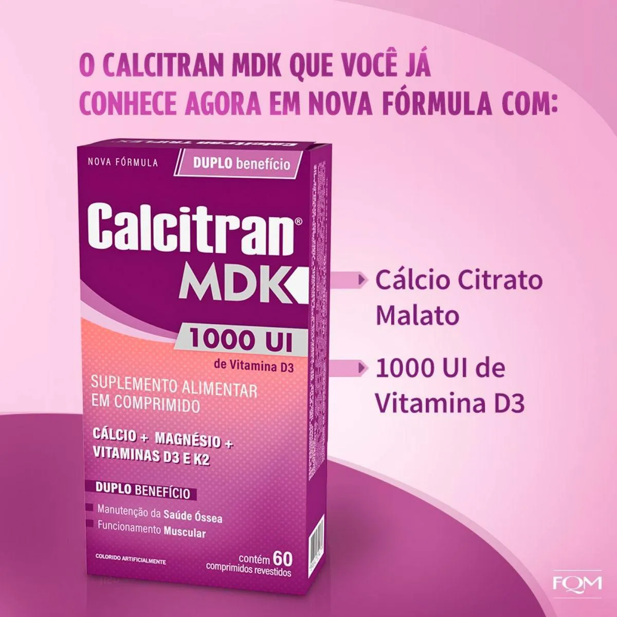 Suplemento Vitamínico Calcitran MDK 60 Comprimidos | Drogasil
