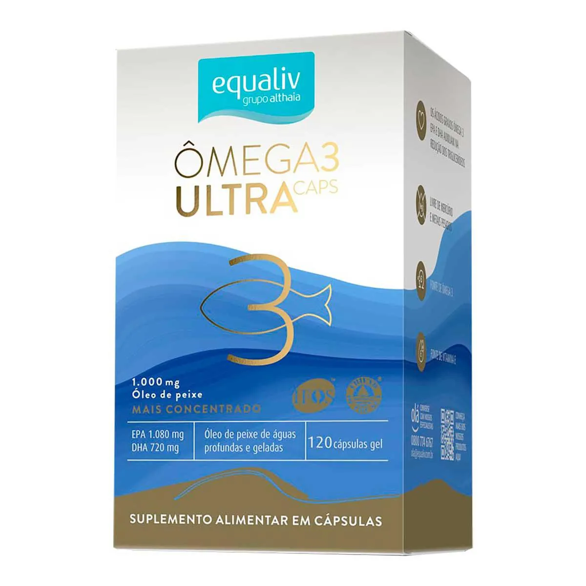 Ômega 3 1000mg Equaliv Ultra Caps Concentrado com 60 cápsulas gel ...