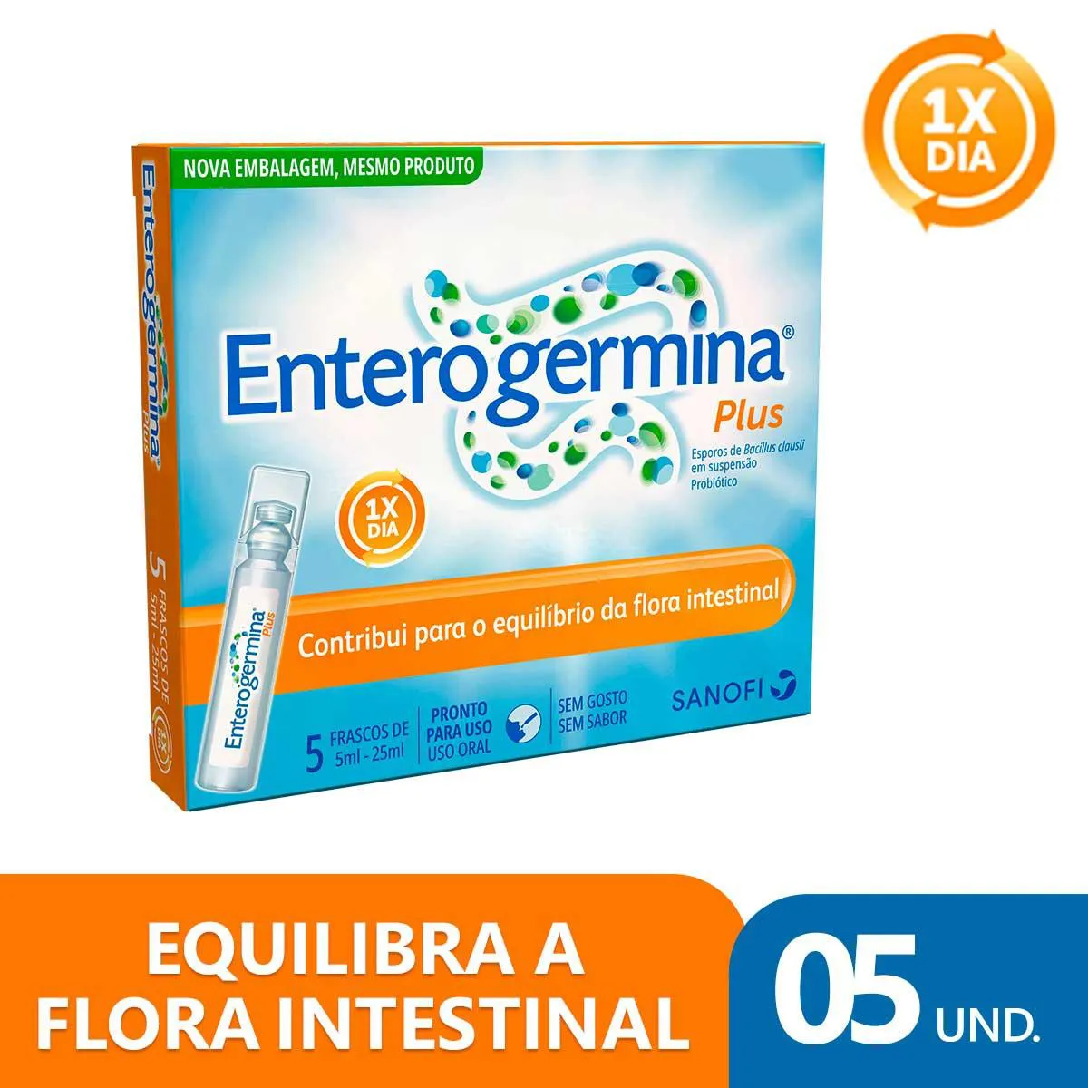 Probiótico Enterogermina Plus com 5 frascos de 5ml cada | Drogasil