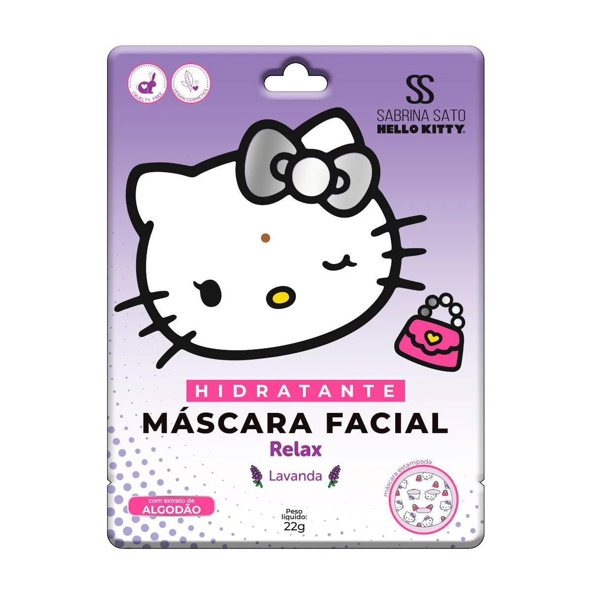 Máscara Hidratante Facial Sabrina Sato Hello Kitty Relax Lavanda 22g ...