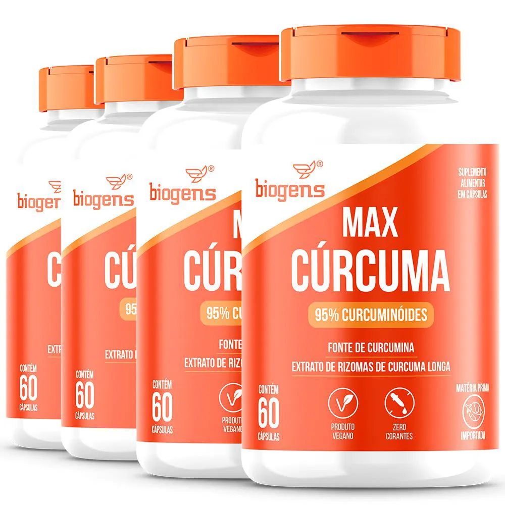 BIOGENS KIT 4X MAX CURCUMA 95% CURCUMINOIDES 60 CAPS | Drogasil