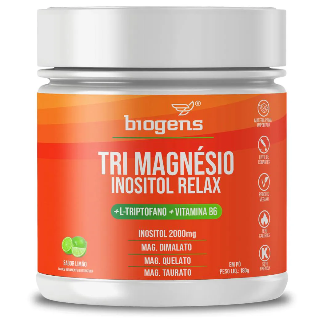 BIOGENS TRI MAGNÉSIO INOSITOL RELAX 180G LIMÃO | Droga Raia