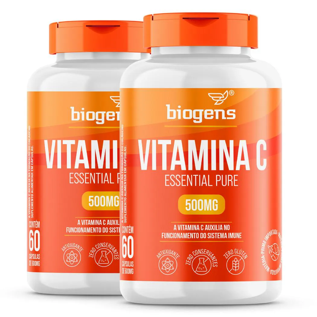 BIOGENS KIT 2X VITAMINA C ESSENTIAL PURE 500MG 60 CÁPSULAS | Drogasil