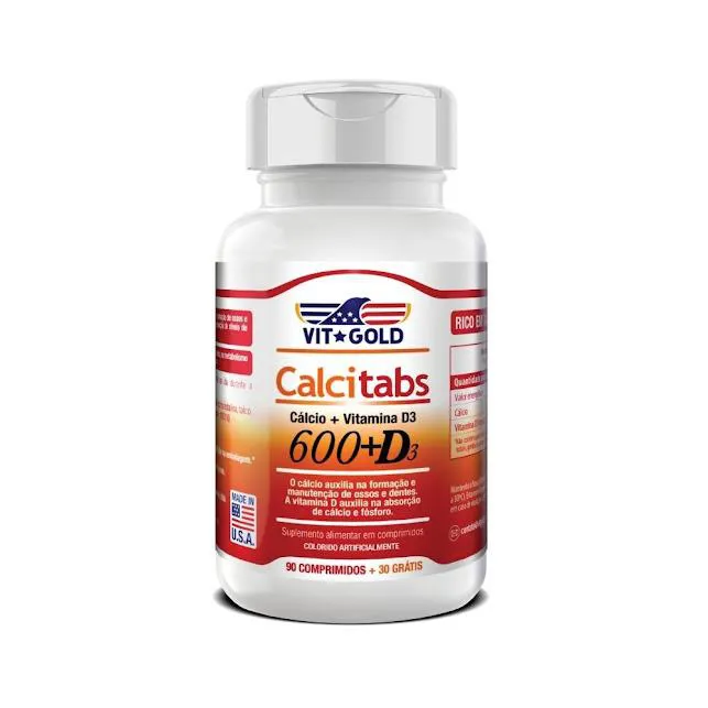 CALCITABS - CáLCIO 600 MG + VITAMINA D3 VITGOLD COM 90 COMP. | Drogasil