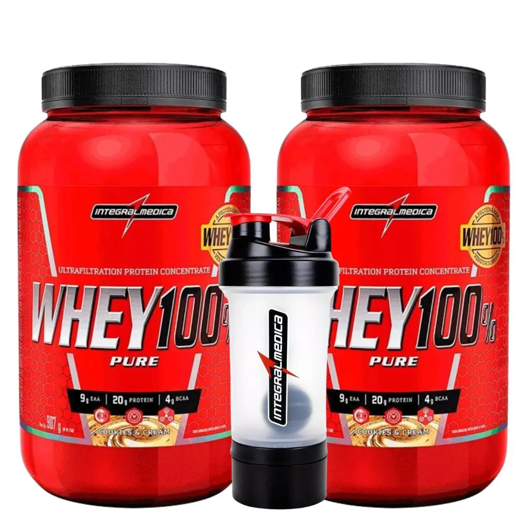 2x Whey Protein 100 Pure Concentrado 900g Pote Integralmedica