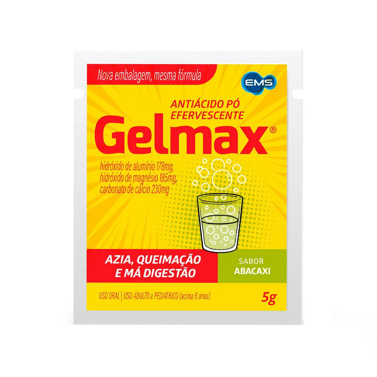 GELMAX ANTI ACIDO EFERVECENTE ABACAXI 5G 1022578 | Droga Raia